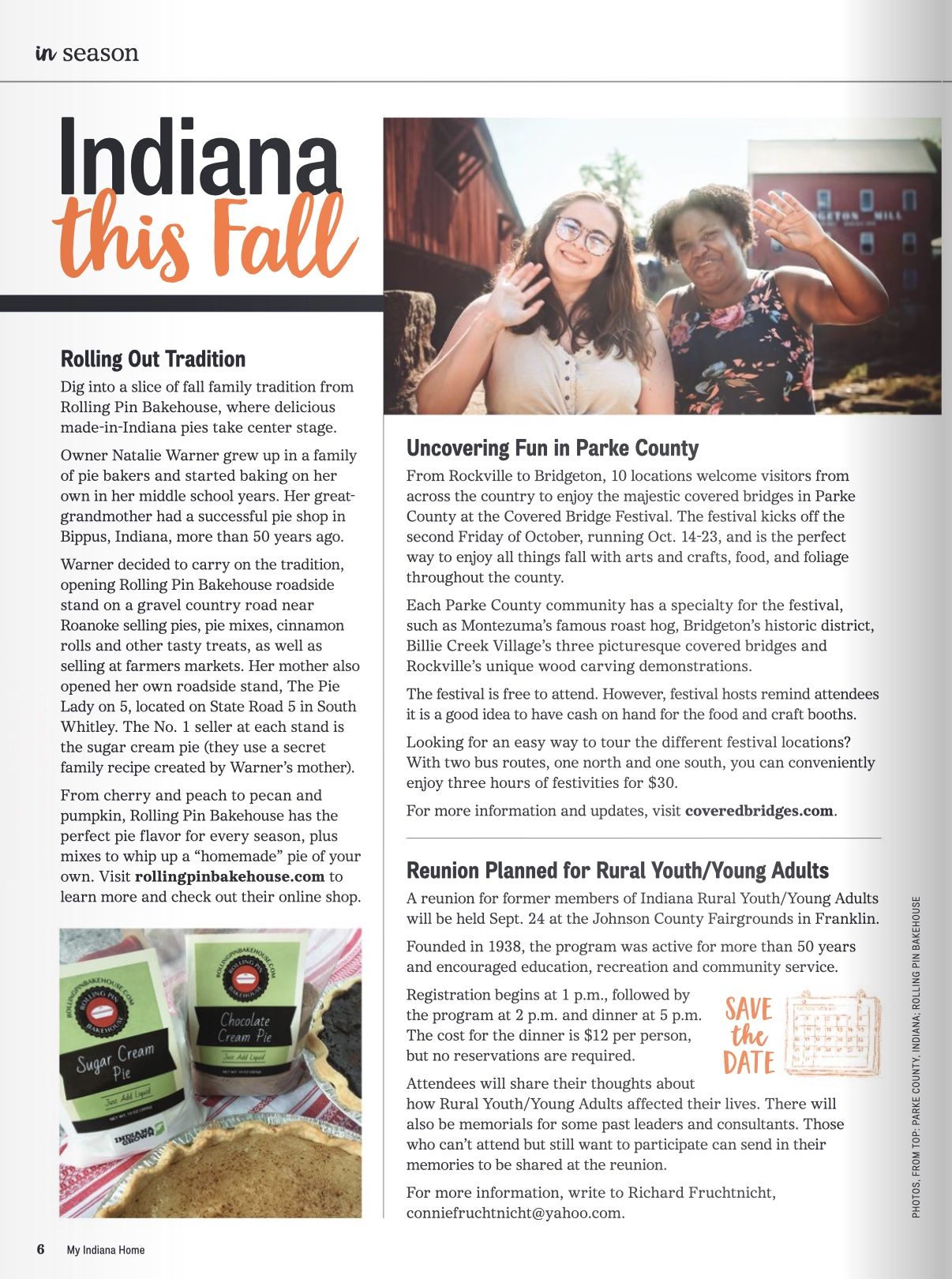 My Indiana Home - Fall 2022 Magazine Article - Rolling Pin Bakehouse