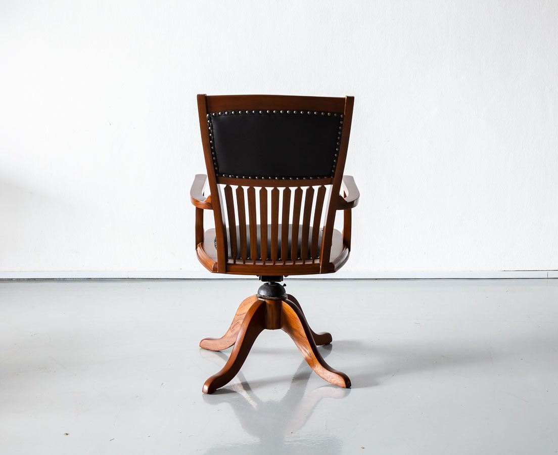 Antique British Colonial Revolving Desk Chair - The Past Perfect Collection
