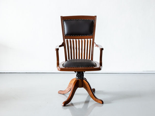 Antique British Colonial Revolving Desk Chair - The Past Perfect Collection