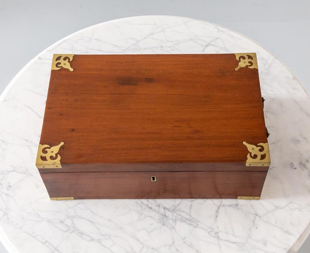 Antique British Colonial Teakwood Writing Box - The Past Perfect Collection