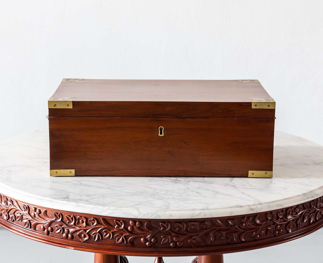 Antique British Colonial Teakwood Writing Box - The Past Perfect Collection