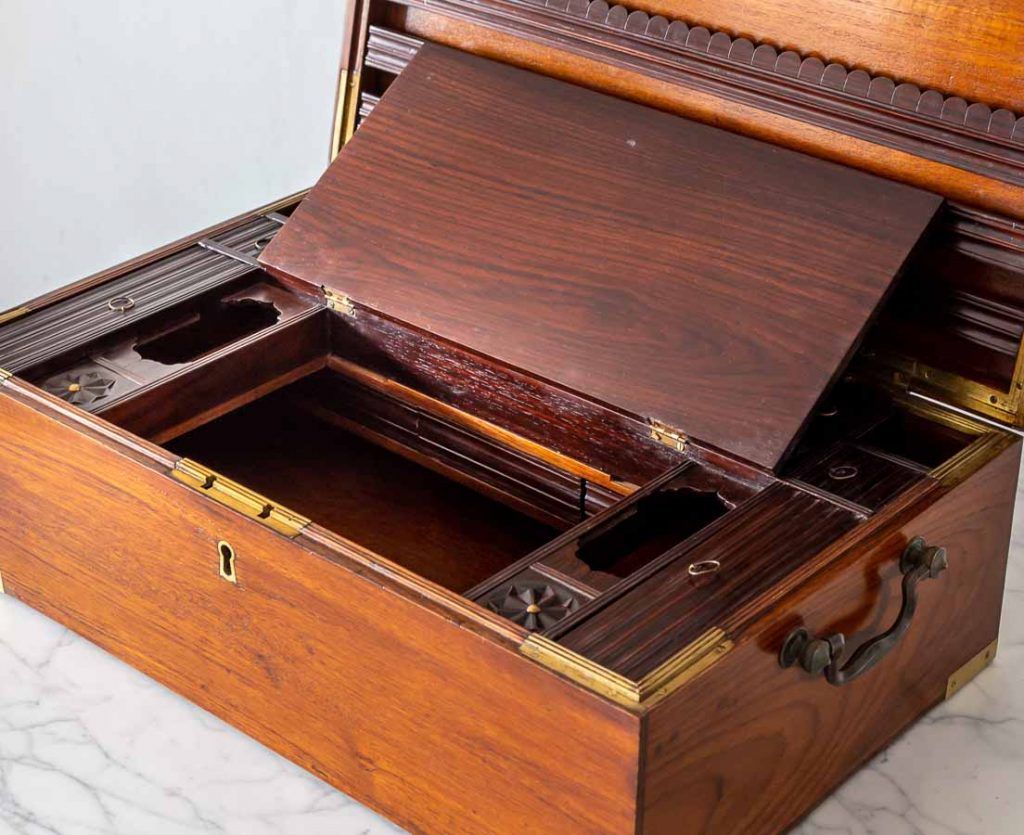 Antique British Colonial Teakwood Writing Box - The Past Perfect Collection