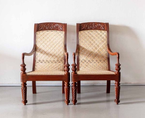 Antique British Colonial Library Chairs - The Past Perfect Collection
