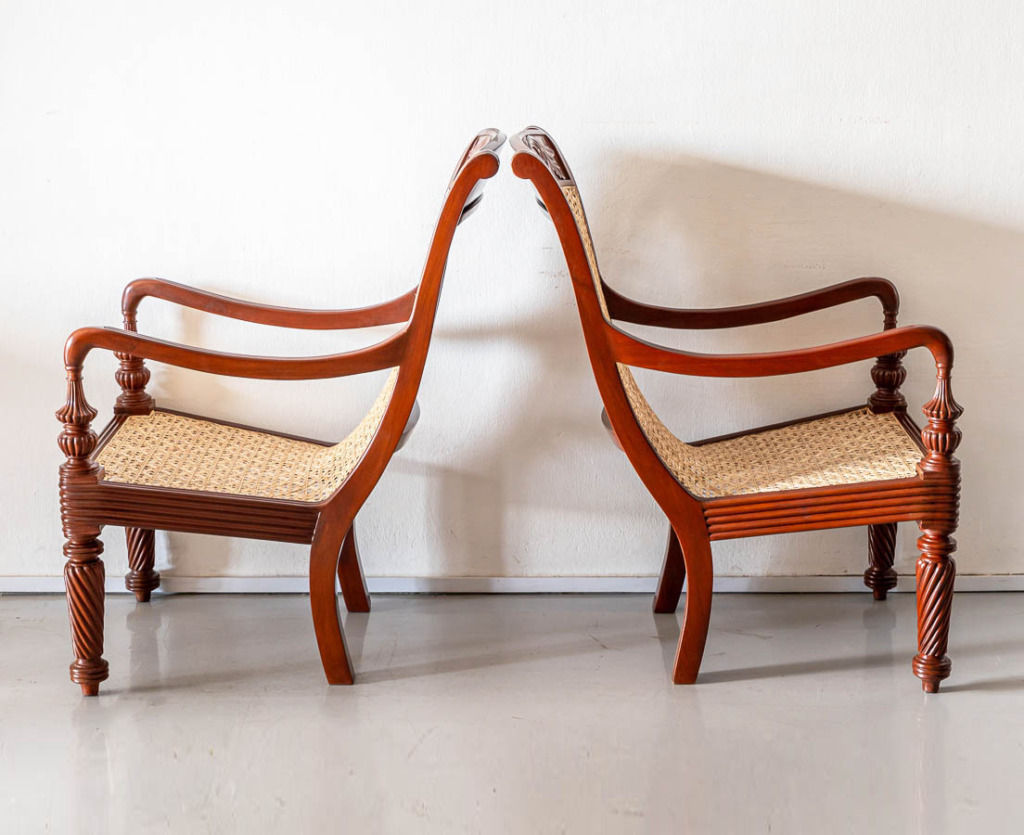 Antique British Colonial Library Chairs - The Past Perfect Collection
