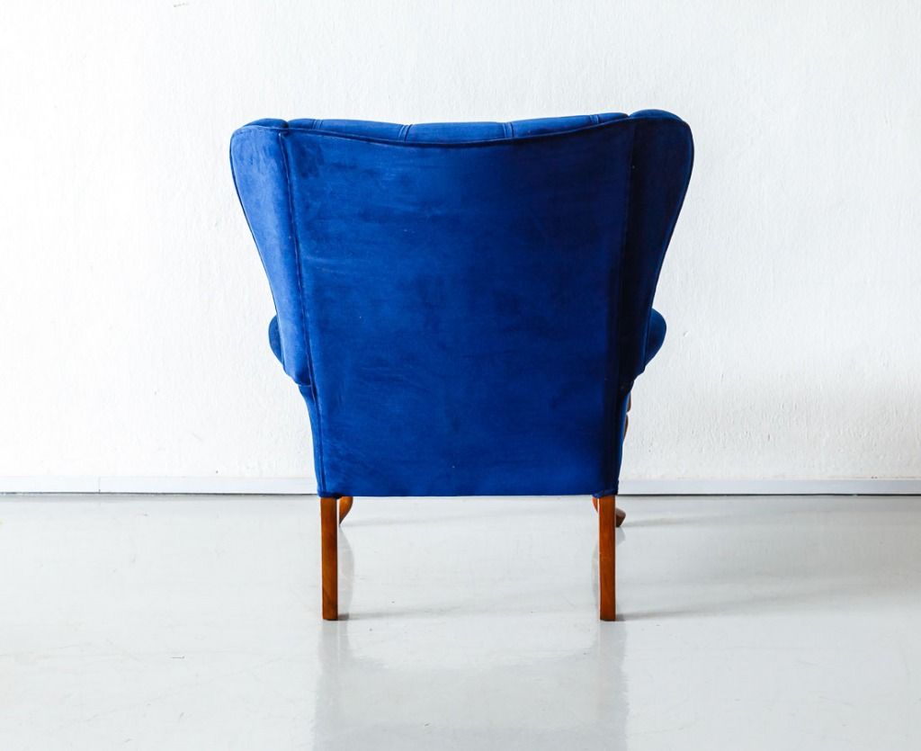 British Colonial Teakwood Wing Chair with Footstool - The Past Perfect ...