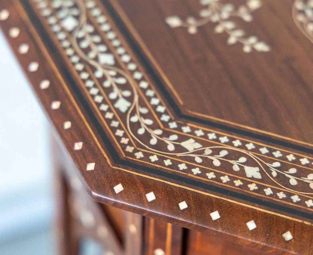 British Colonial Occasional Table with Inlay - The Past Perfect Collection