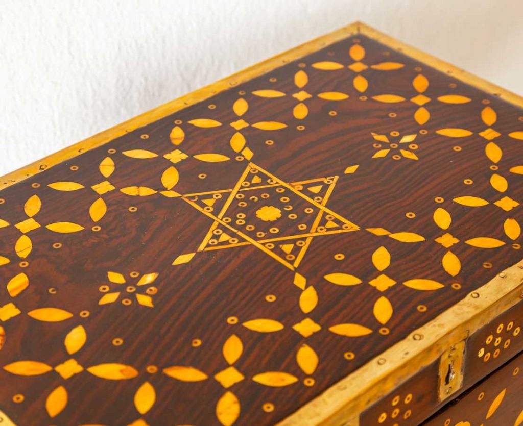 British Colonial Rosewood Box with Inlay - The Past Perfect Collection