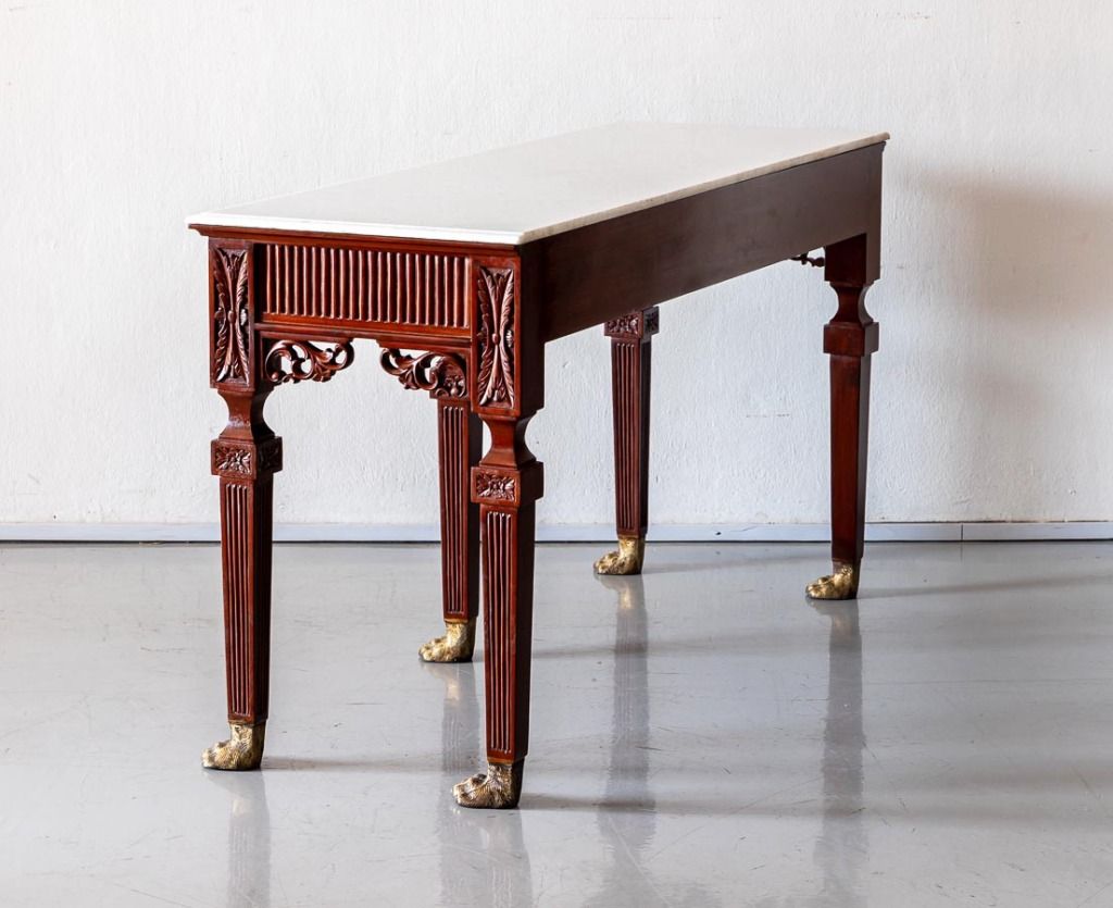 Antique British Colonial Console Table with Marble Top - The Past ...