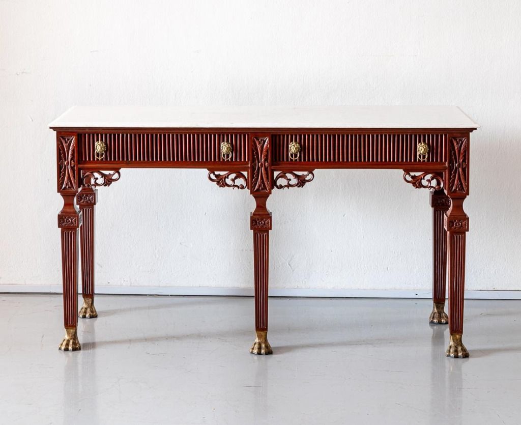 Antique British Colonial Console Table with Marble Top - The Past ...