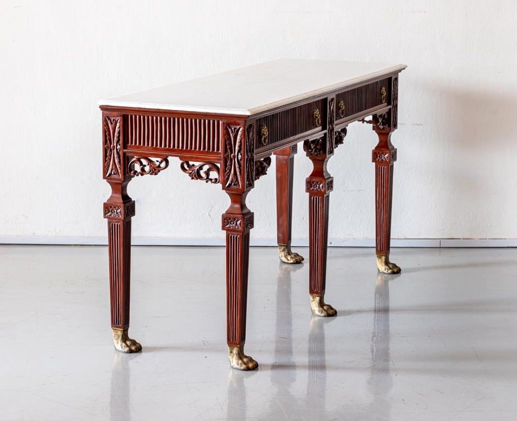 Antique British Colonial Console Table with Marble Top - The Past ...