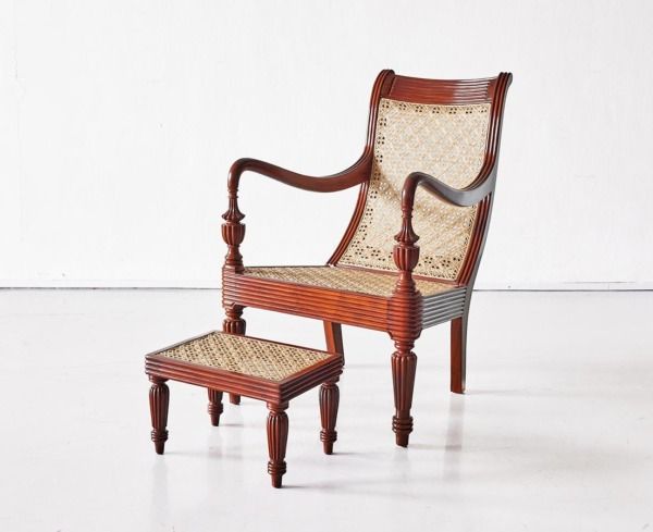 British Colonial Mahogany and Cane Library Chair - The Past Perfect ...