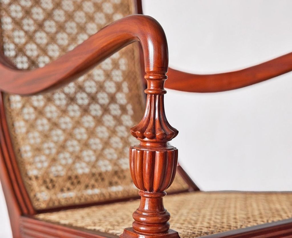 British Colonial Mahogany and Cane Library Chair - The Past Perfect ...