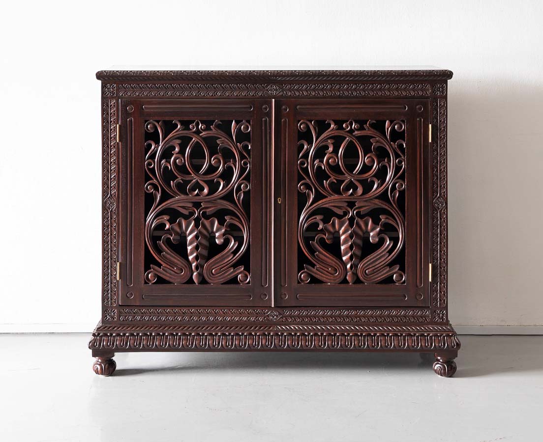 British Colonial Carved Rosewood Sideboard - The Past Perfect Collection
