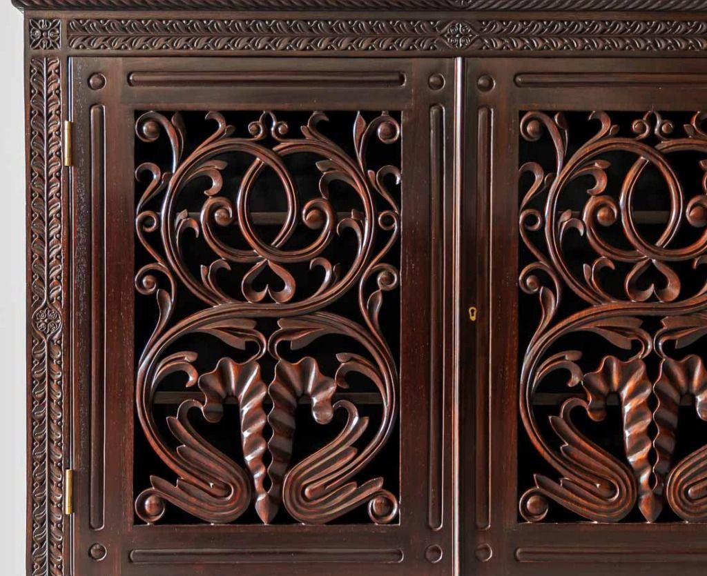 British Colonial Carved Rosewood Sideboard - The Past Perfect Collection
