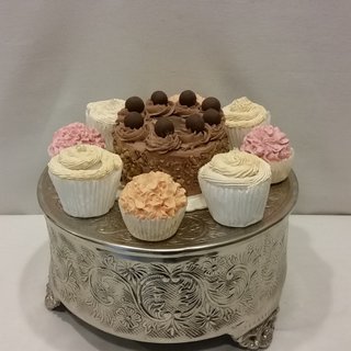 Cake Plate - Silver Round Stand Small - Danner and Soli Event Rental