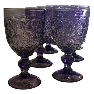 Lavender Diamond Cut Goblet - Bulk - DC Wedding & Event Rentals | White ...