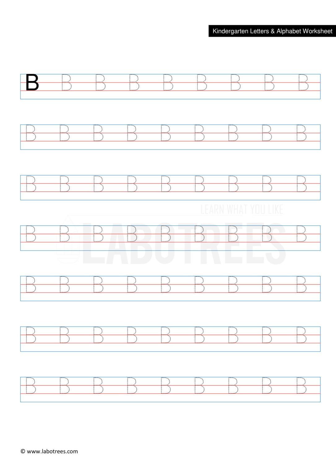Worksheet of Letter B (Uppercase) Free Download | Labotrees | Labotrees
