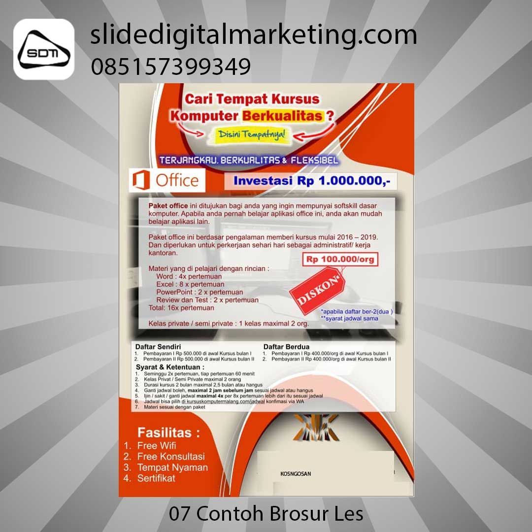 10+ Contoh Brosur Pamflet Leaflet Poster Produk Les