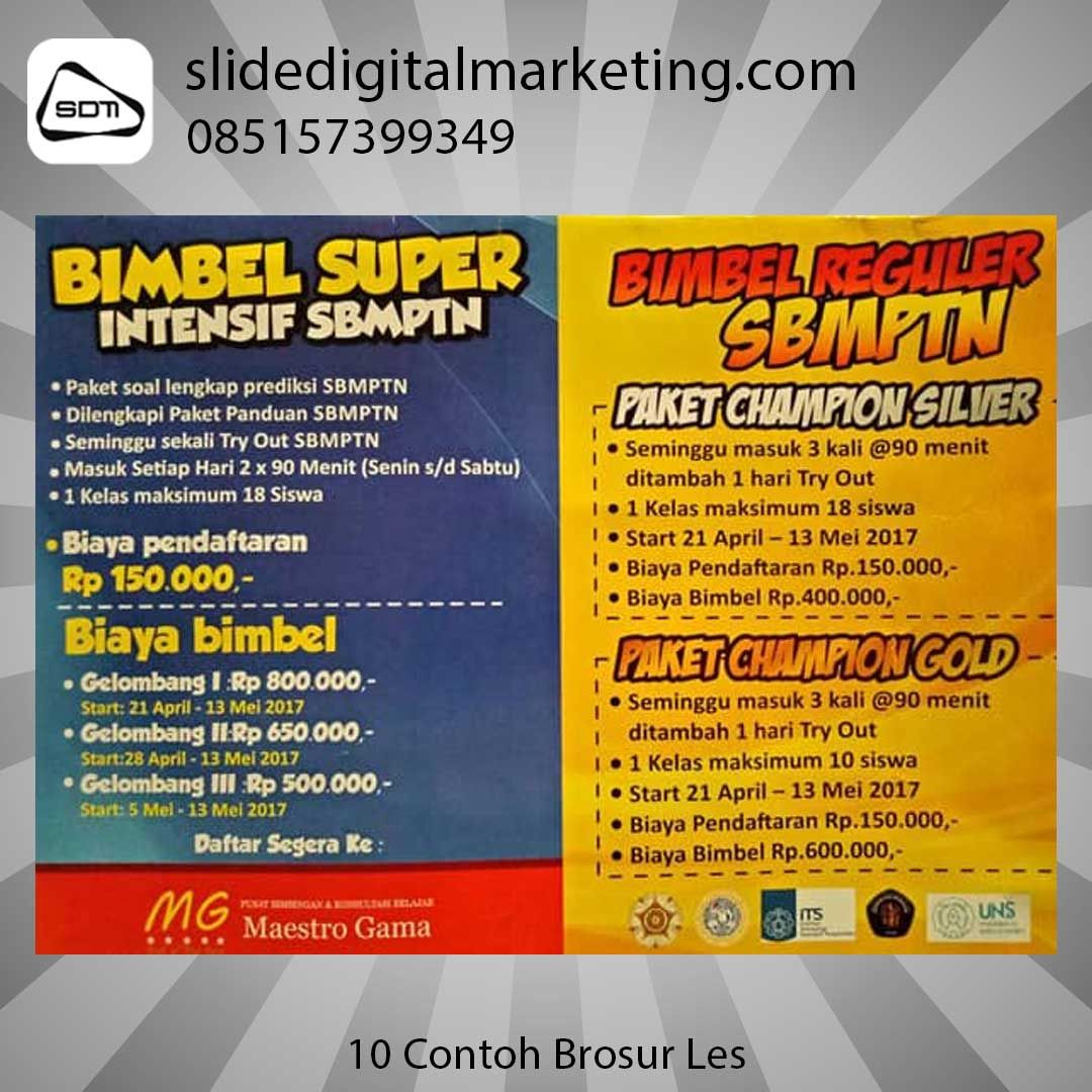 10+ Contoh Brosur Pamflet Leaflet Poster Produk Les