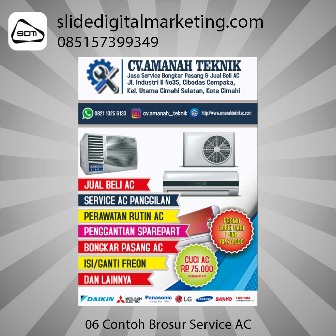 10+ Contoh Brosur Pamflet Leaflet Poster Service AC