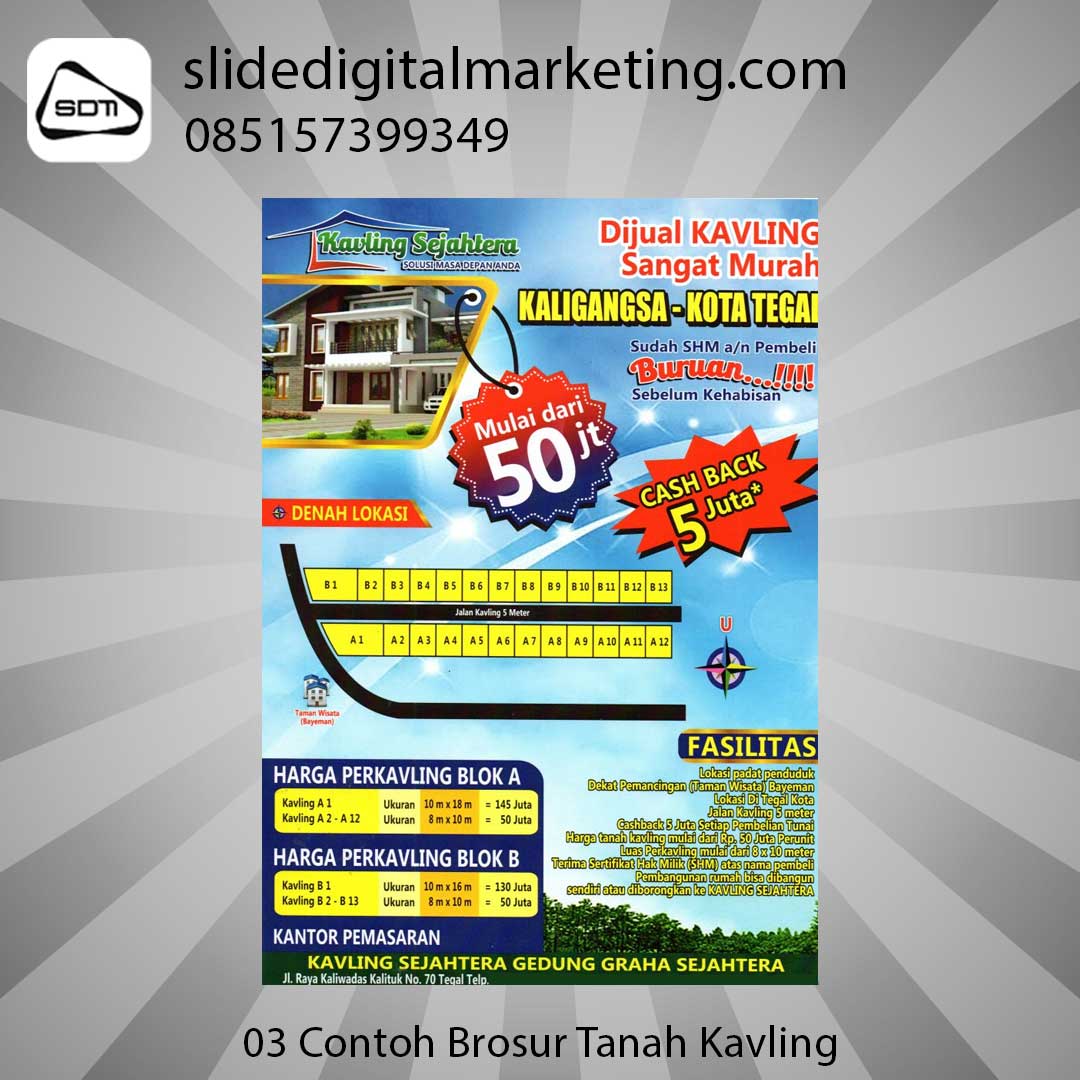 10+ Contoh Brosur Pamflet Leaflet Poster Produk Tanah Kavling