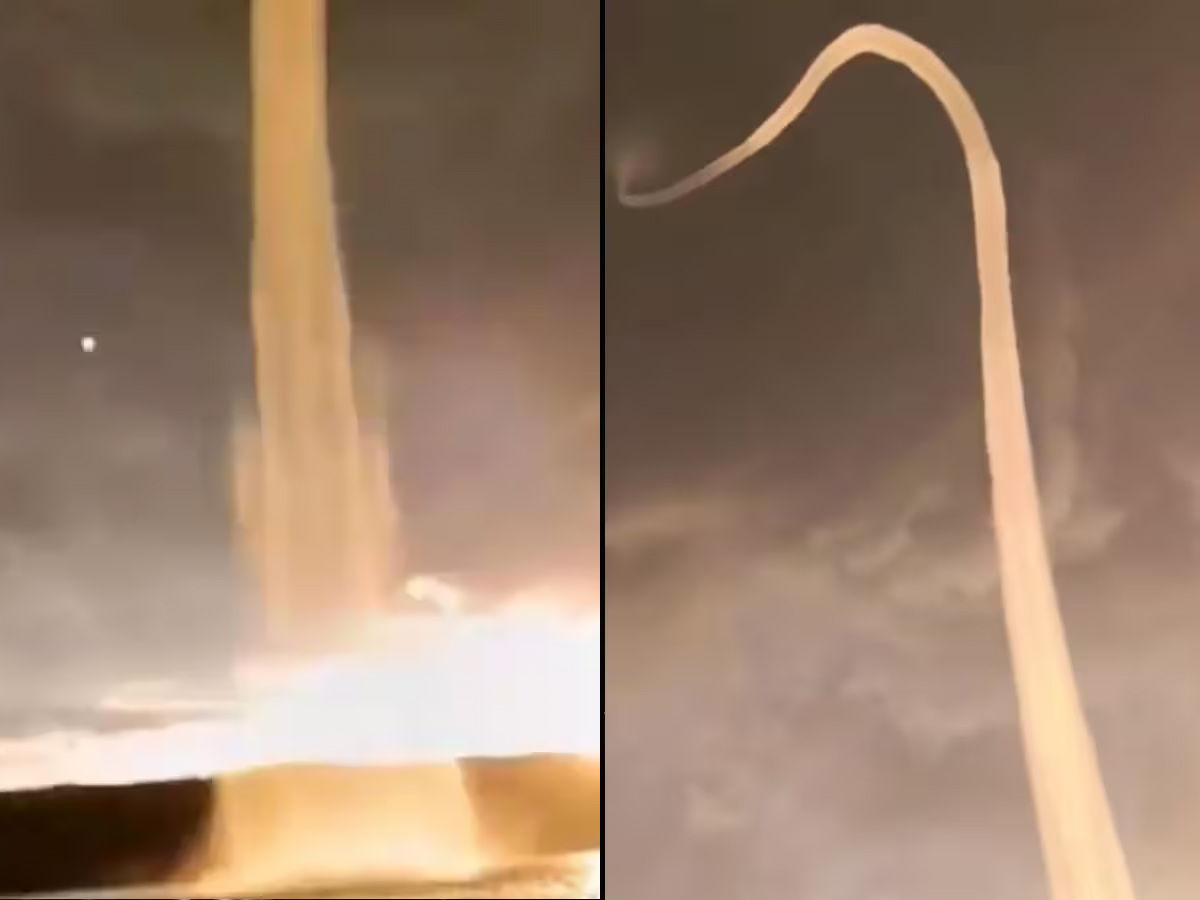 A Golden Waterspout On Russia's Kama River Is Captured
