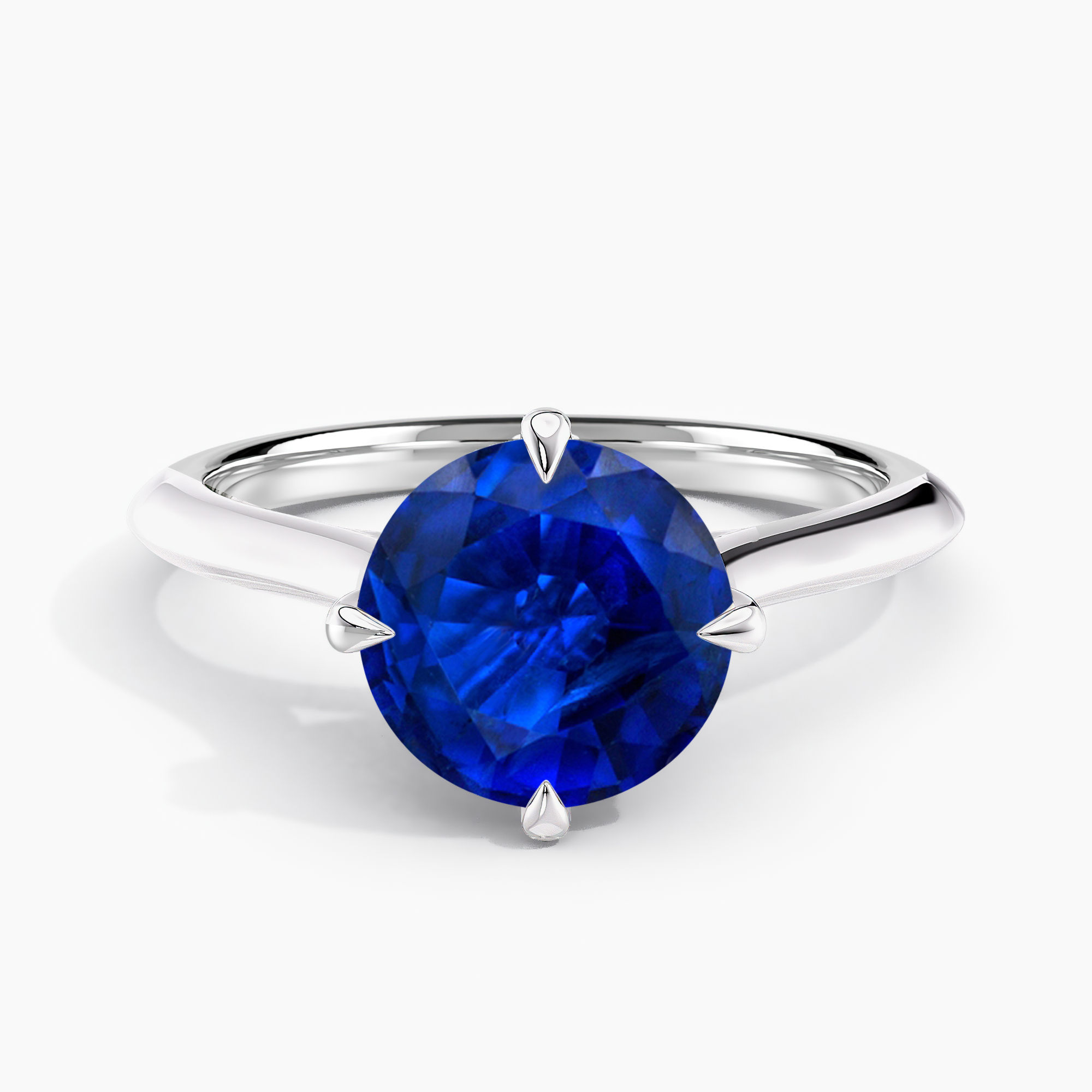 Blue Sapphire East-West Knife Edge Solitaire Engagement Ring With a 0. ...