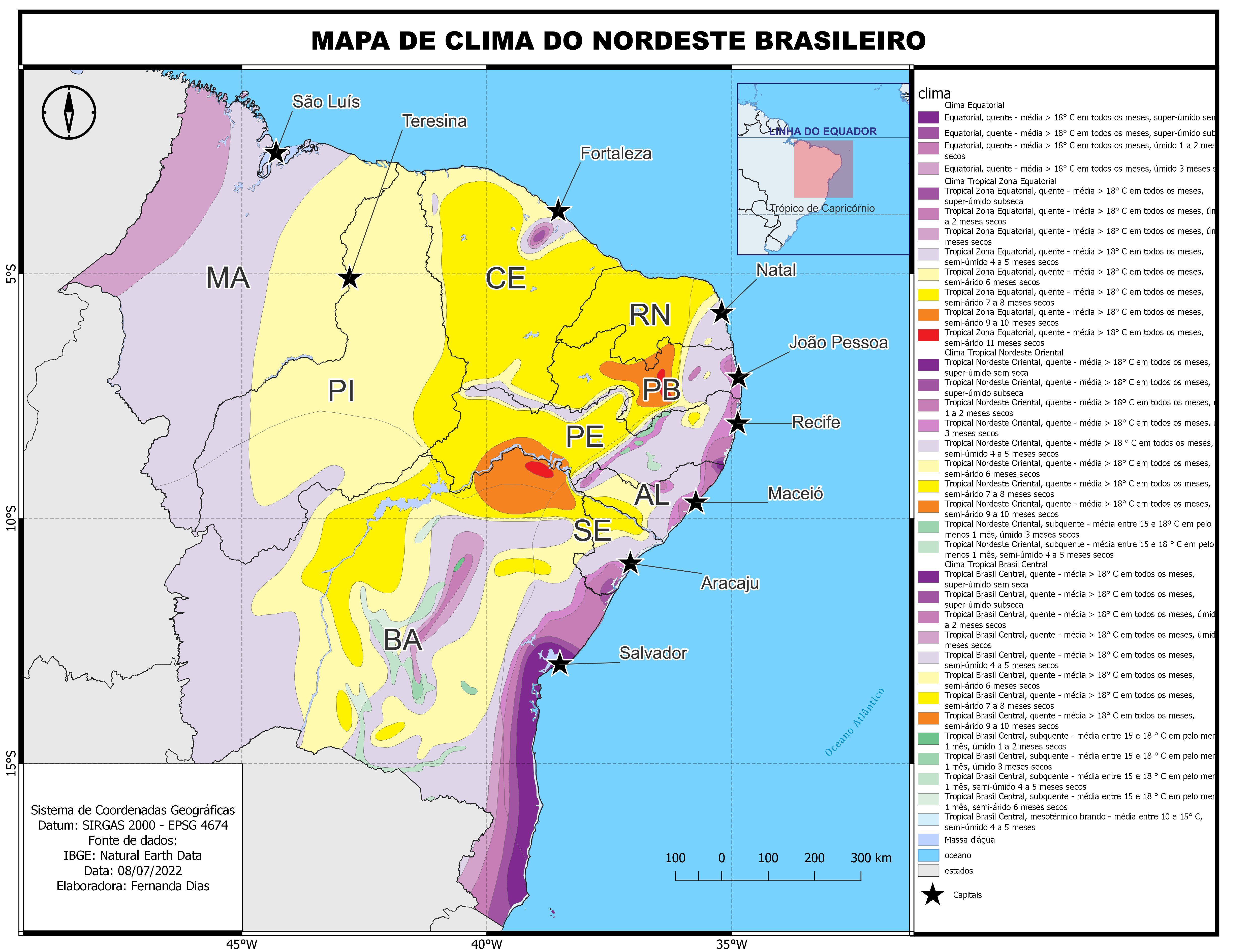 Mapa de Clima do Nordeste Brasilerio | Spatialnode