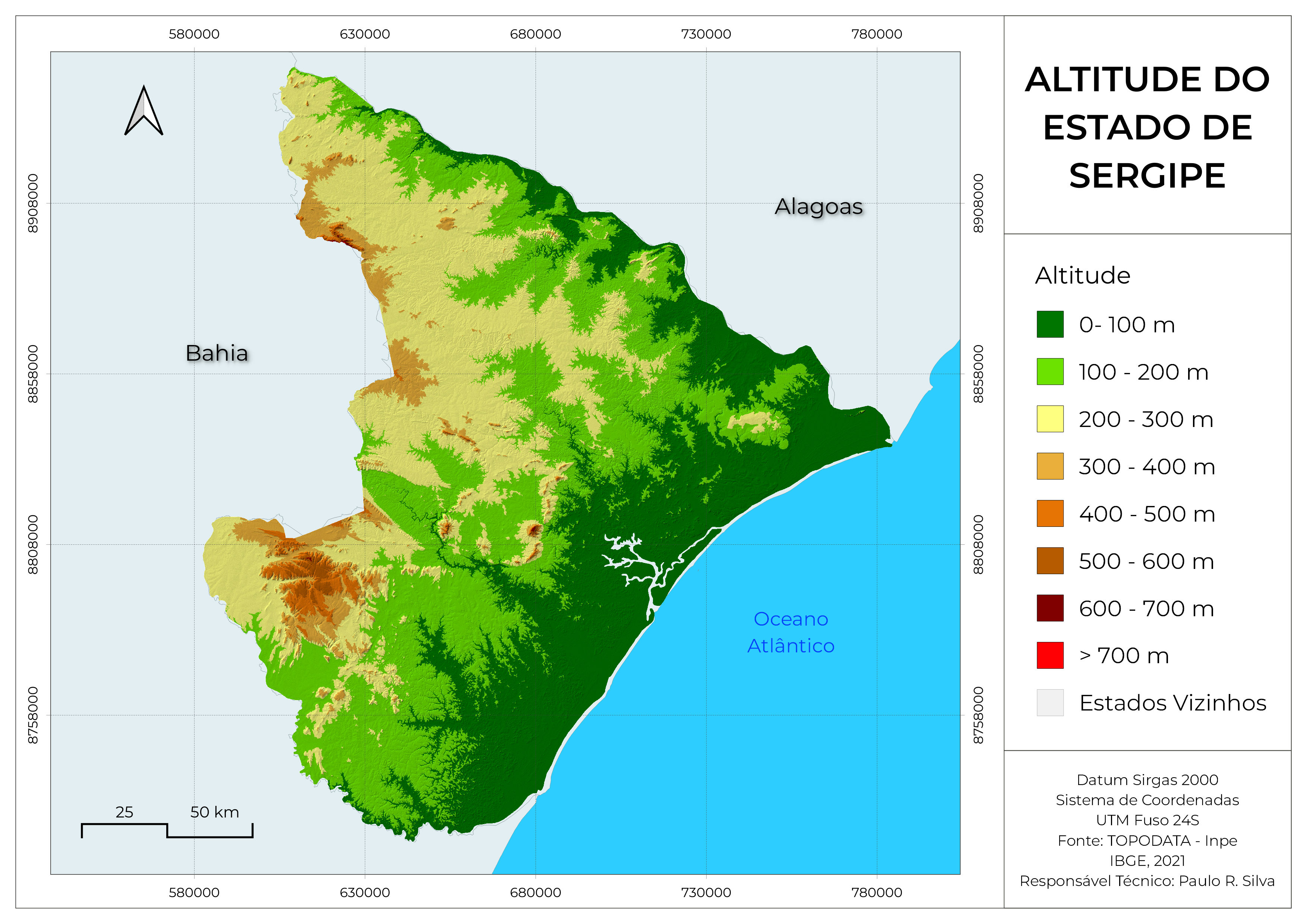 Mapa de altitude / Hypsometric map | Spatialnode