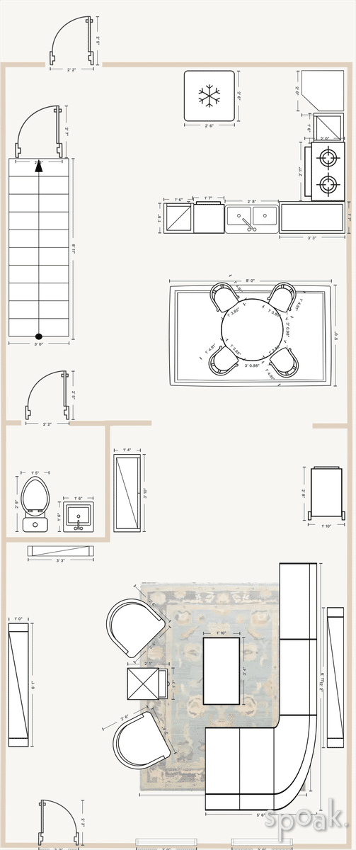 Dining room layouts and floor plan ideas.