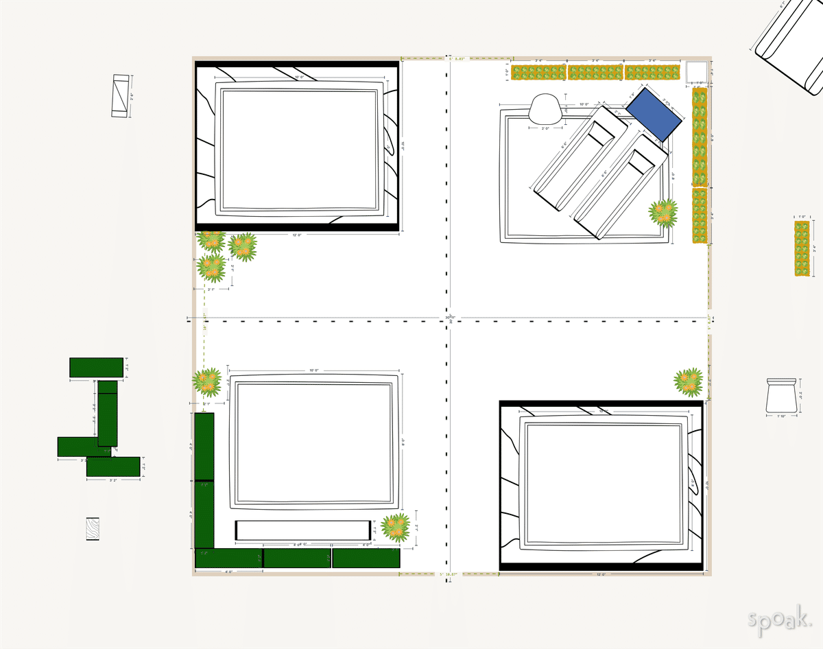 Outdoor layouts and floor plan ideas.