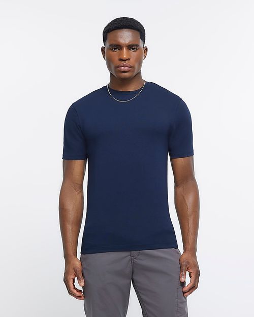 Mens River Island Navy Muscle Fit Long Sleeve T Shirt £15 00 Mirror