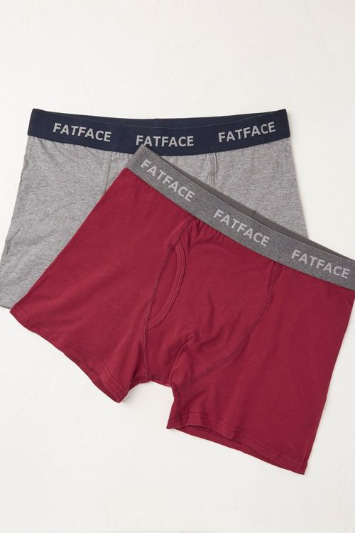 Fat Face - Burgundy Red Plain Boxers 2 Pack | £22.00 | Port