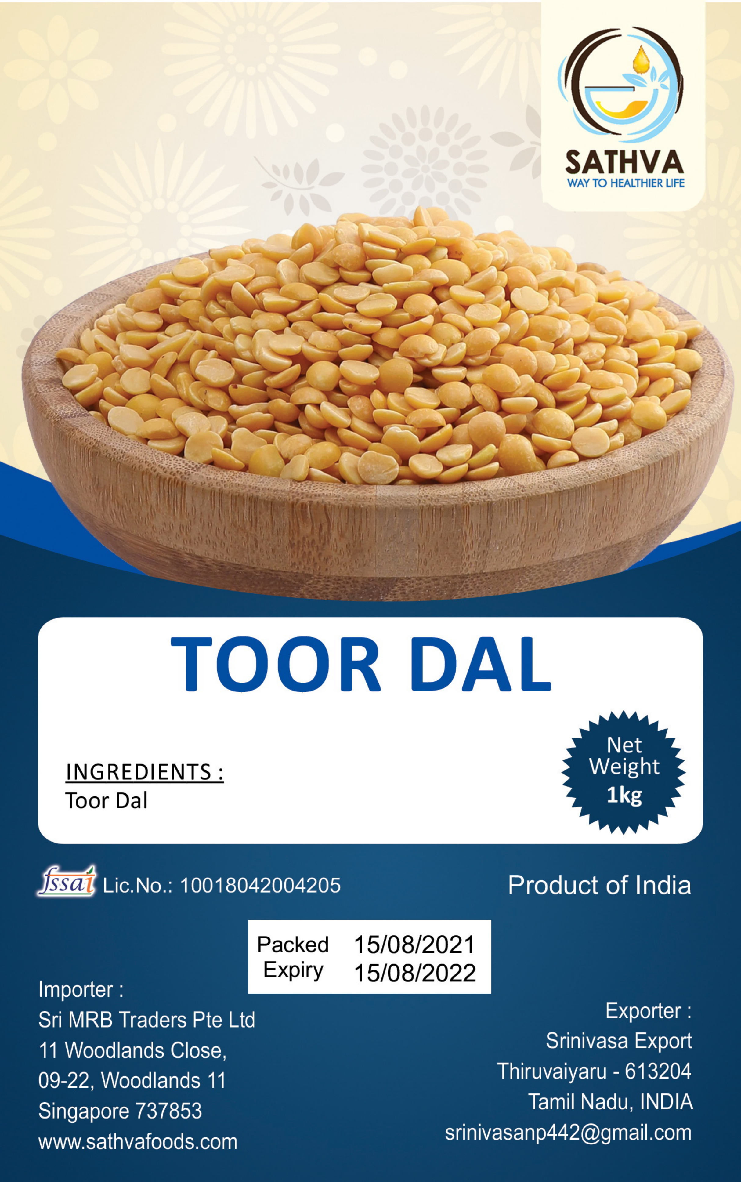 Sathva Unpolished Red Soiled Toor Dal 1Kg | Sathva Singapore