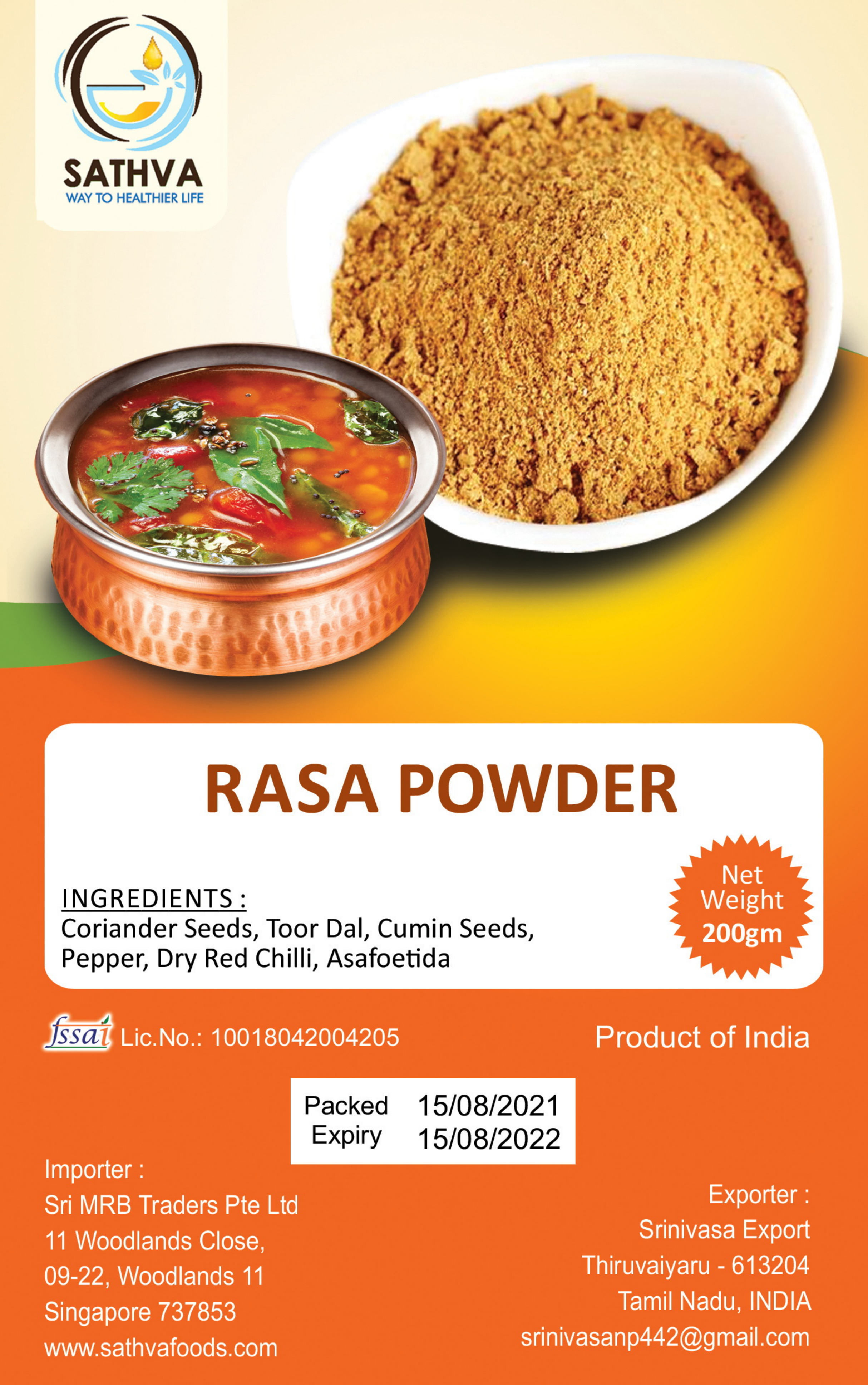 Sathva Home Made Rasa Powder 200g | Sathva Singapore