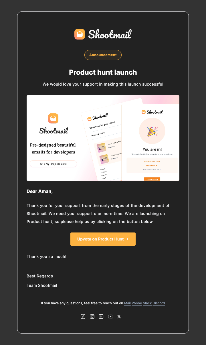 Ready to use Announcement email templates - Shootmail