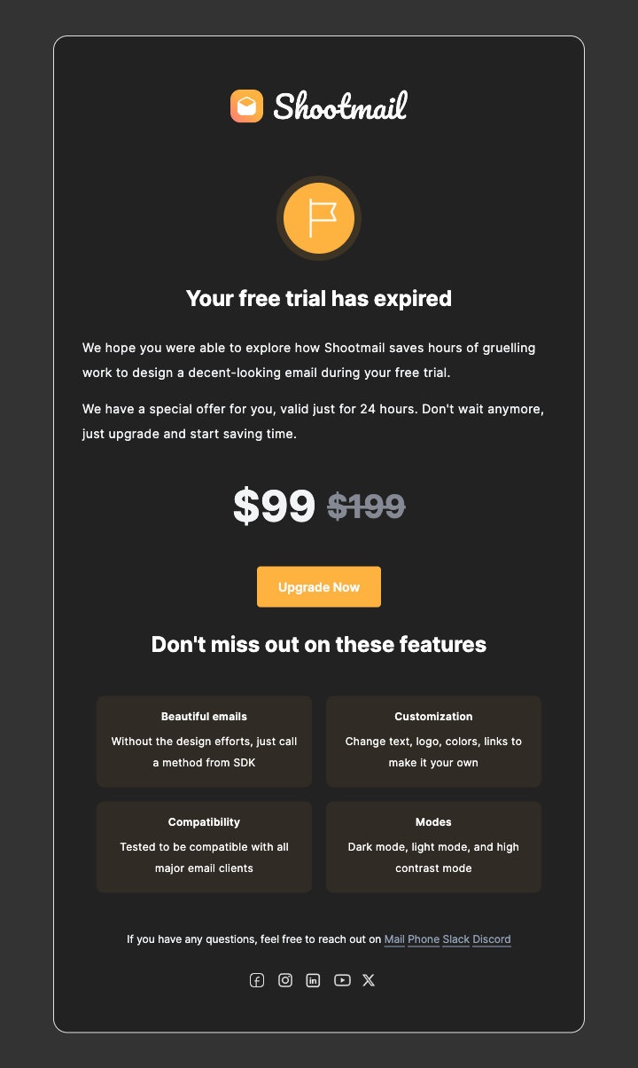 Ready to use Trial email templates - Shootmail