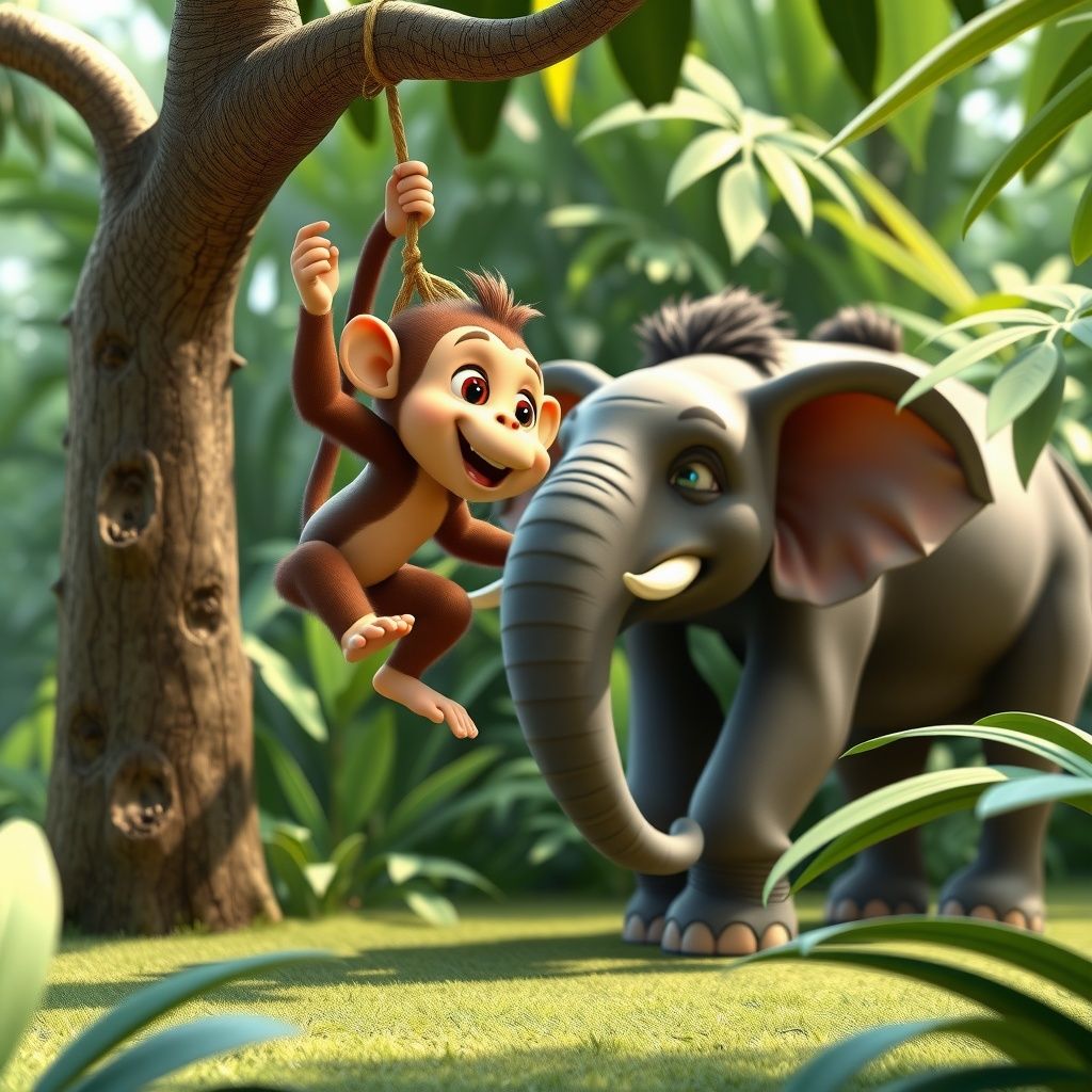 The Baby Monkey and the Elephant | Story.com