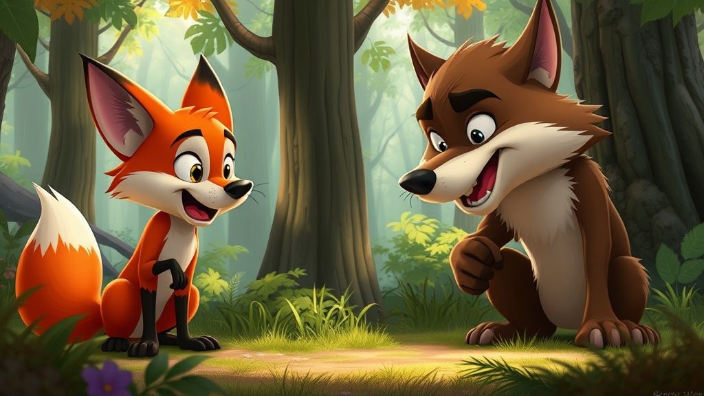 Watch:The Clever Fox and the Foolish Wolf | AI Adventure Videos | Story.com