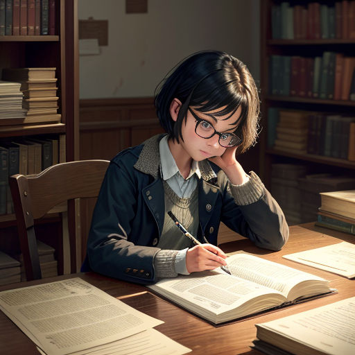 Anime Girl Writing A Story