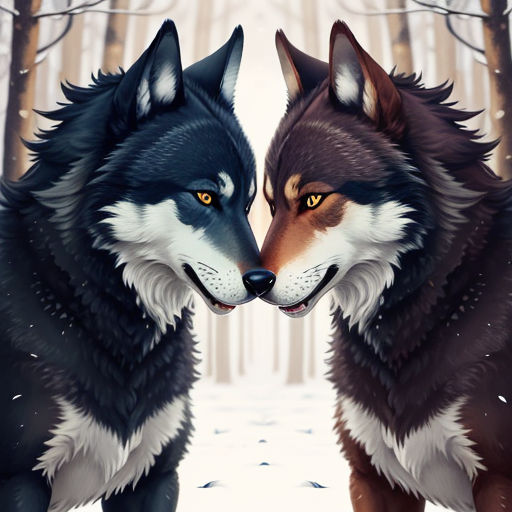 Anime Wolves Fighting