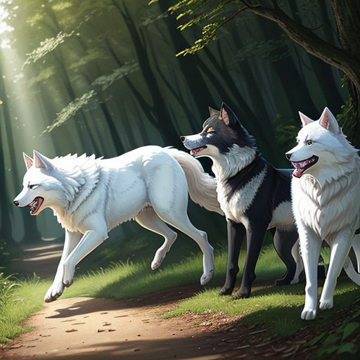White Wolf Running Anime