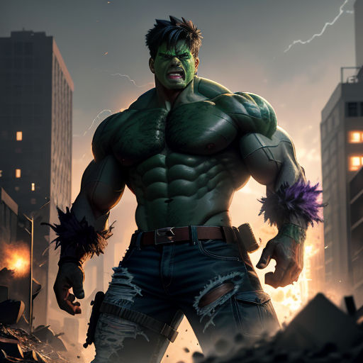 Hulk Running On Buildings