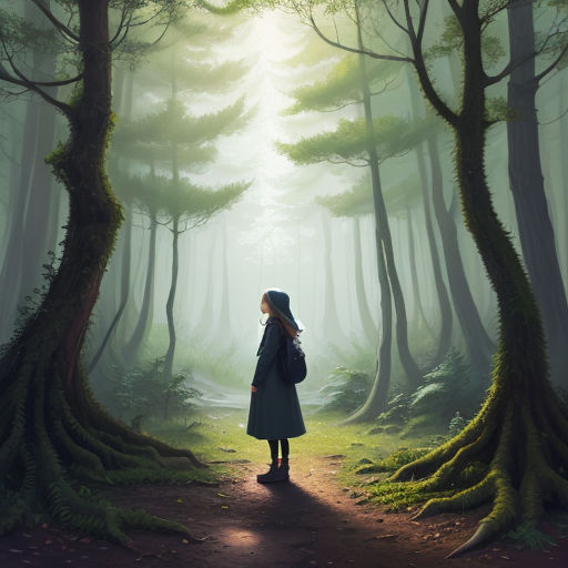 Lost Little Girl In Forest