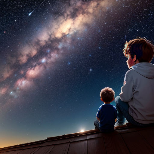 Child Looking Up At Night Sky