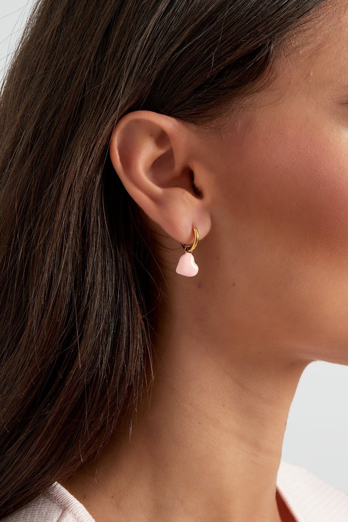 Studio Aimée | Ear candy single creole heart charm baby pink