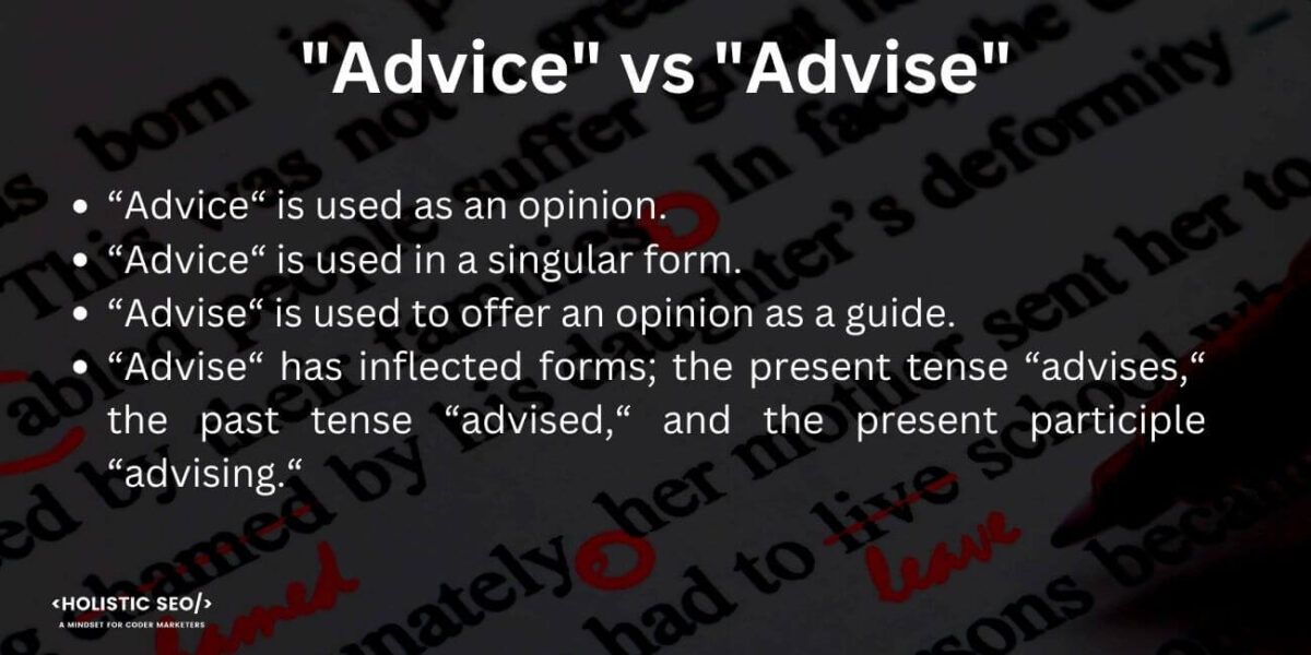 Advice vs Advise: Difference between Them and How to correctly use them ...