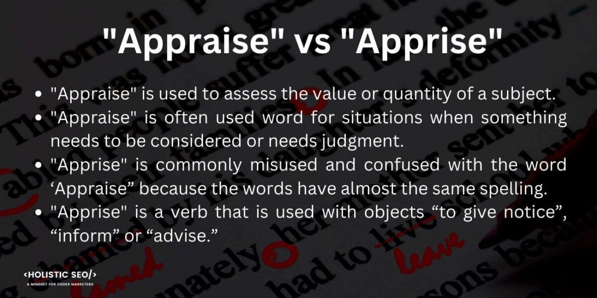 Appraise vs Apprise: Difference between Them - Holistic SEO