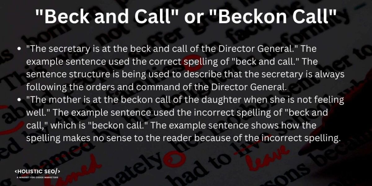 Beck and Call vs Beckon Call: Which one is Correct? - Holistic SEO