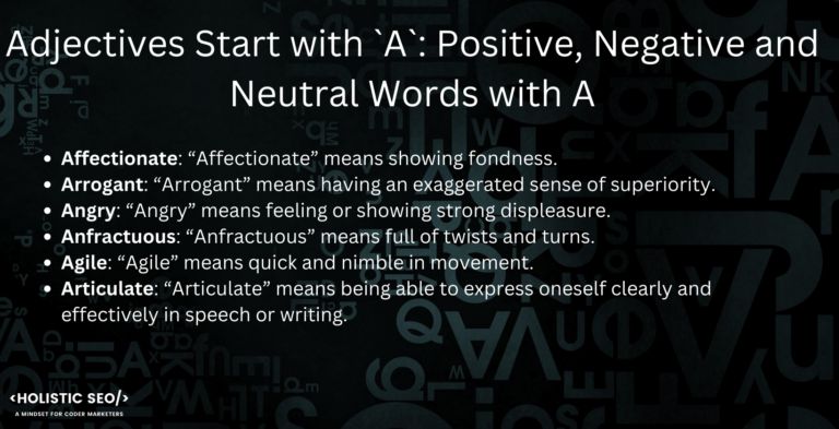 Adjectives Start with "A": Positive, Negative and Neutral Words with A ...